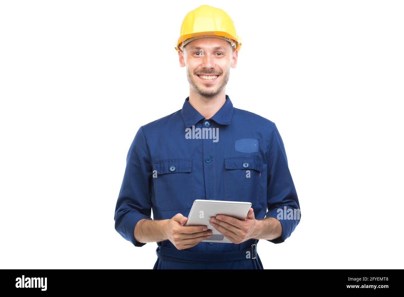 Horizontal medium portrait of successful handsome young adult Caucasian ...