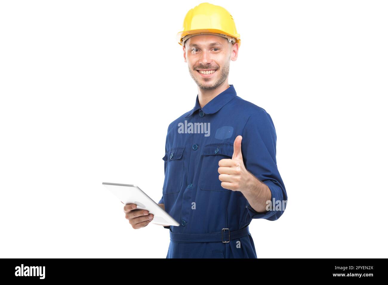 Horizontal medium portrait of successful handsome young adult Caucasian ...