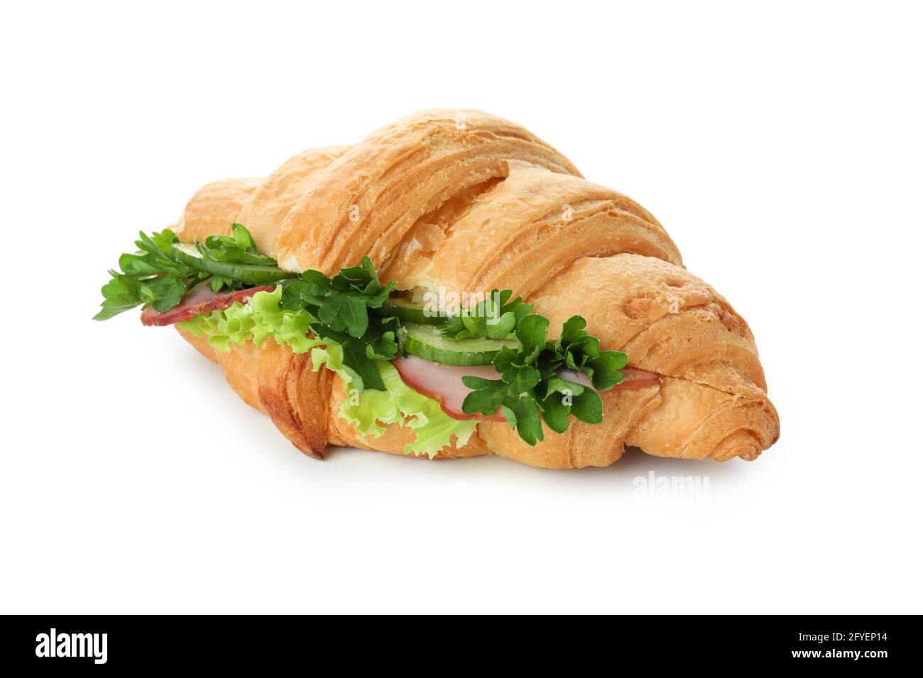Tasty croissant sandwich isolated on white background Stock Photo - Alamy