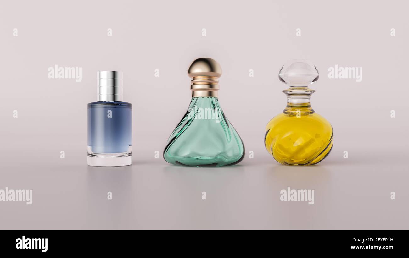 Elegant perfume glass bottle display Stock Photo - Alamy