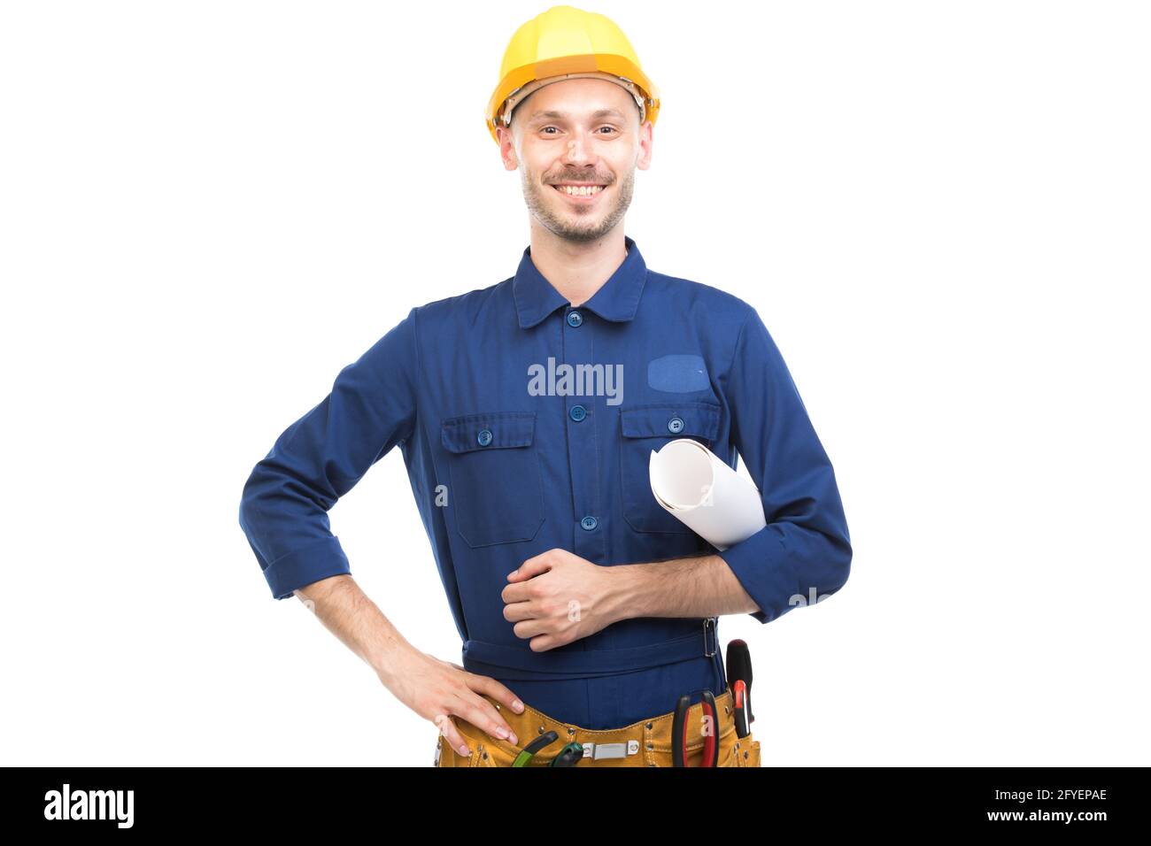 Horizontal medium portrait of confident handsome young adult Caucasian ...