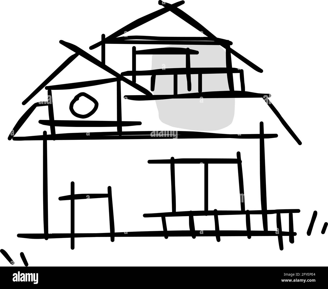 House icon of rough line art in hand drawn style, point, black 15 Stock ...