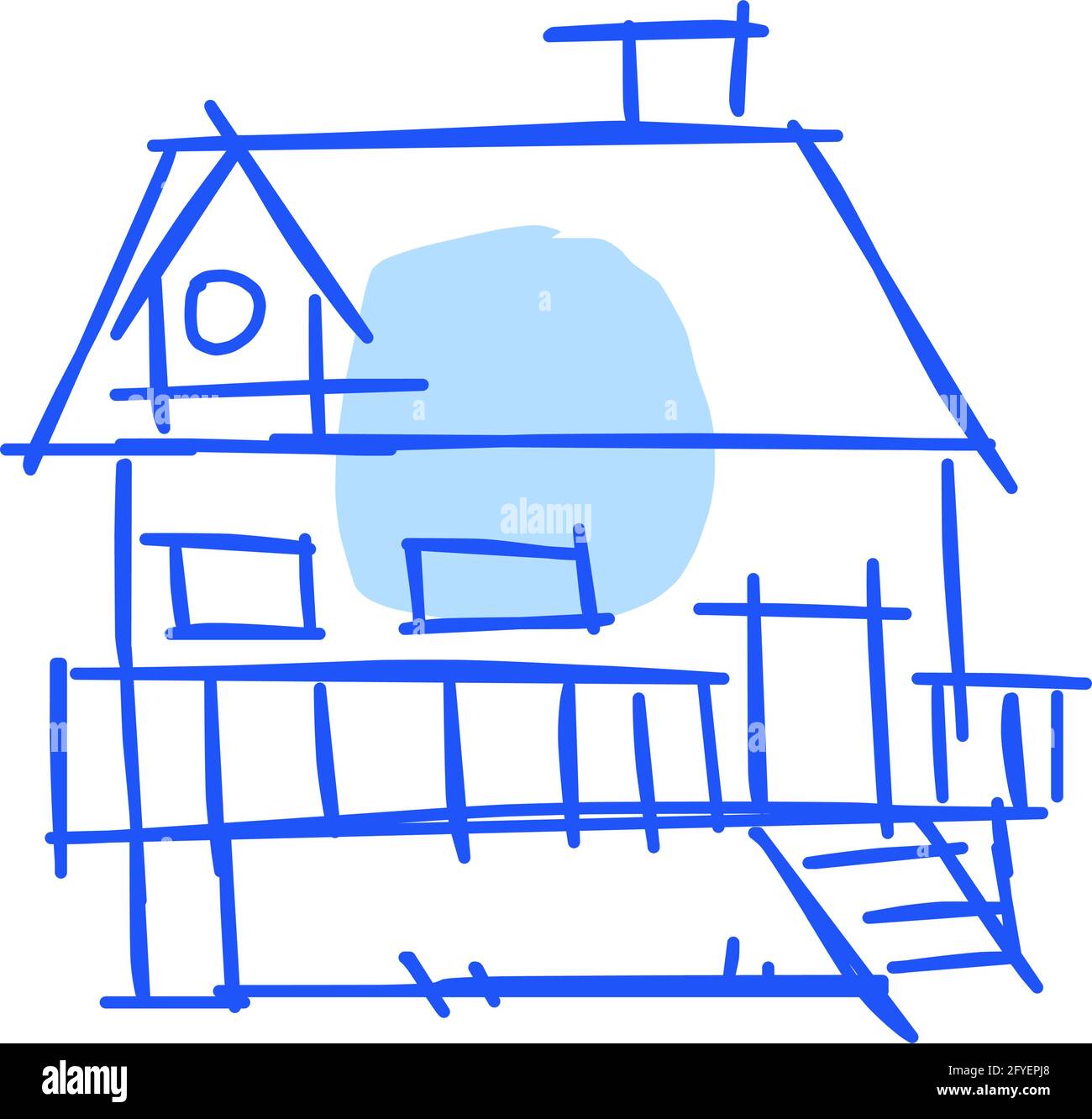 House icon of rough line art in hand drawn style, point, blue 18 Stock ...
