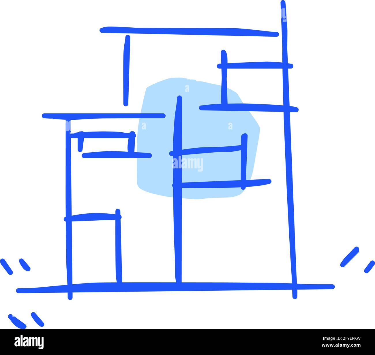 House icon of rough line art in hand drawn style, point, blue 14 Stock ...