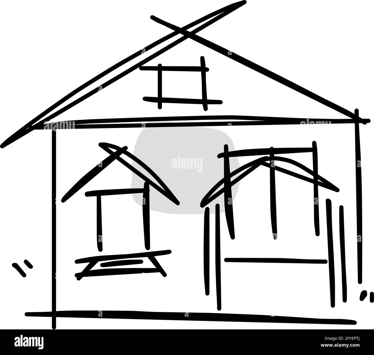 House icon of rough line art in hand drawn style, point, black 19 Stock ...
