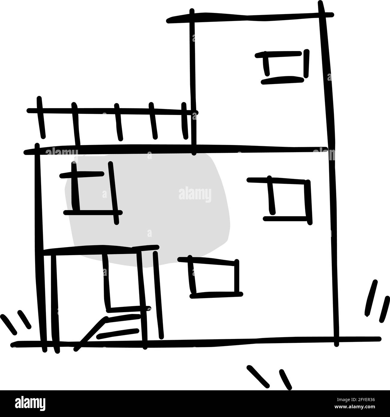 House icon of rough line art in hand drawn style, point, black 16 Stock ...