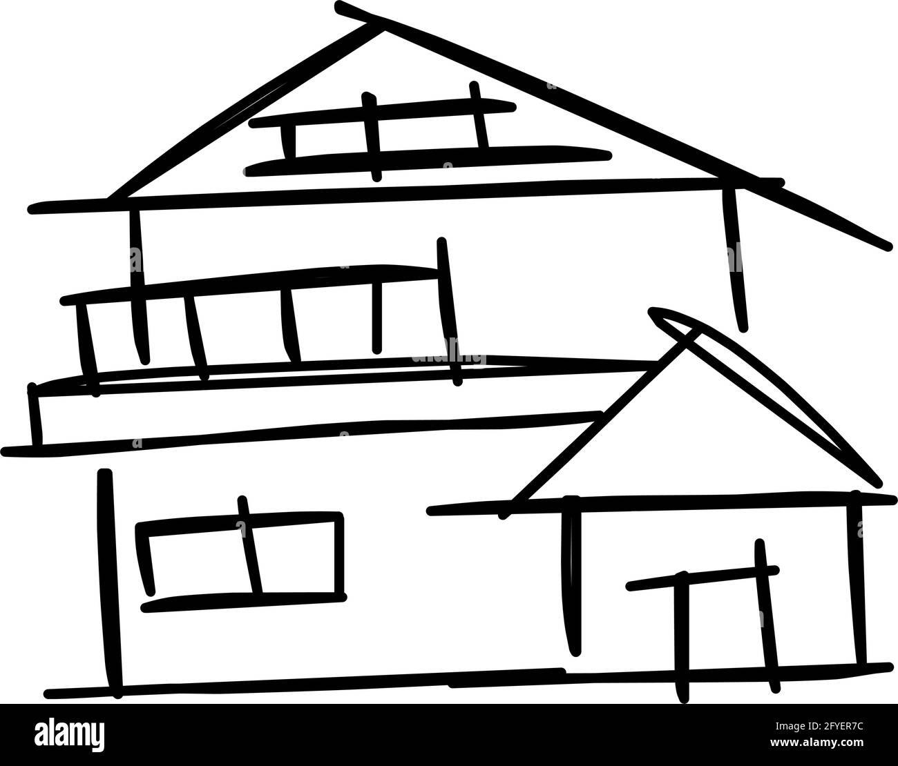 House icon of rough line art in hand drawn style, simple, black 17 ...