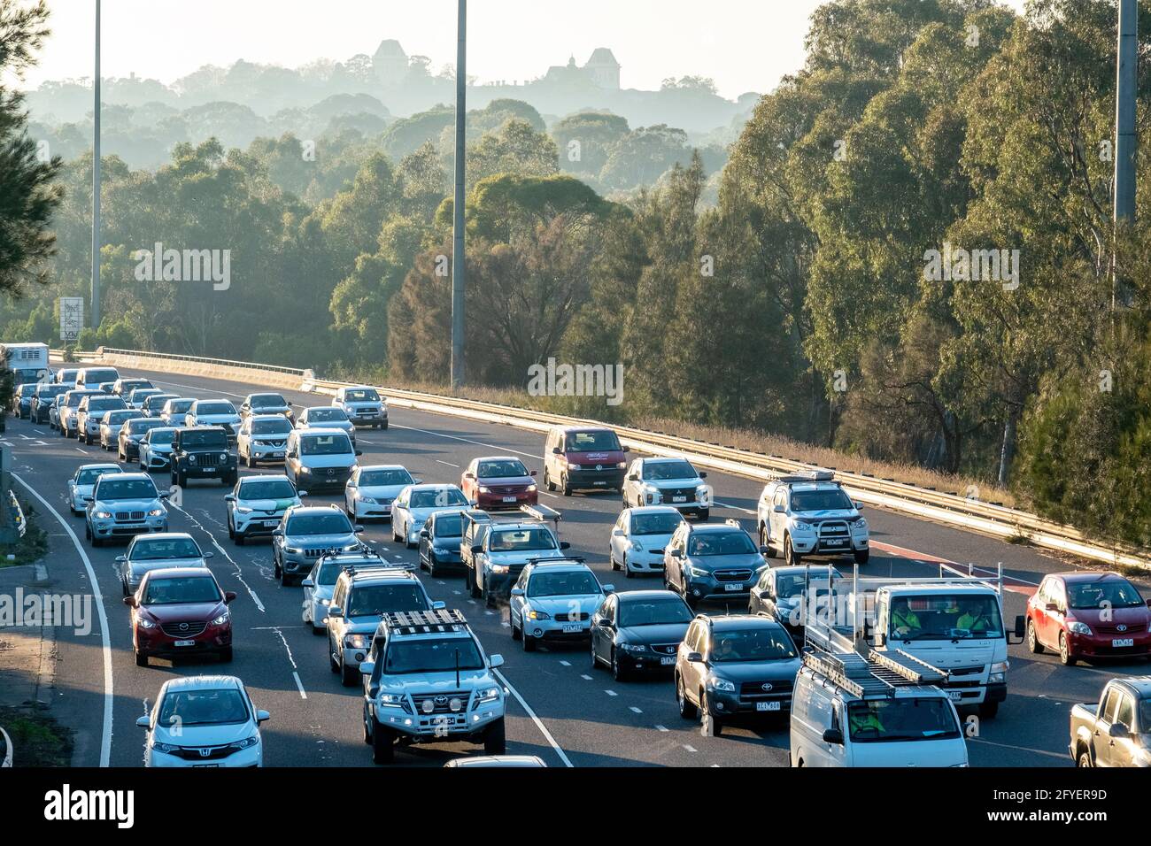 Traffic on the Eastern freeway in Melbourne, Victoria, Australia Stock ...