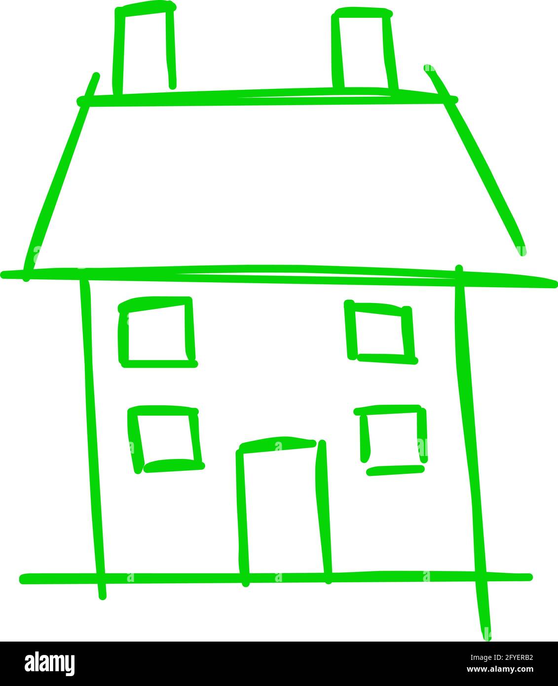 House icon of rough line art in hand drawn style, simple, green 04 ...