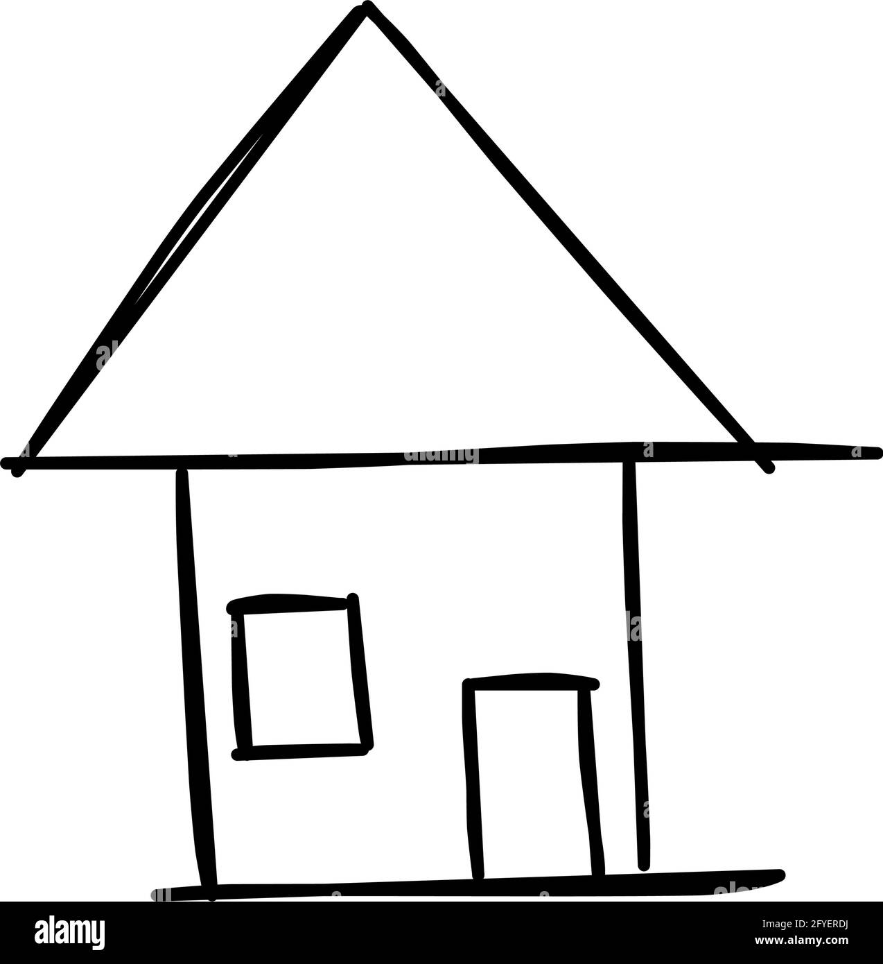House icon of rough line art in hand drawn style, simple, black 01 ...