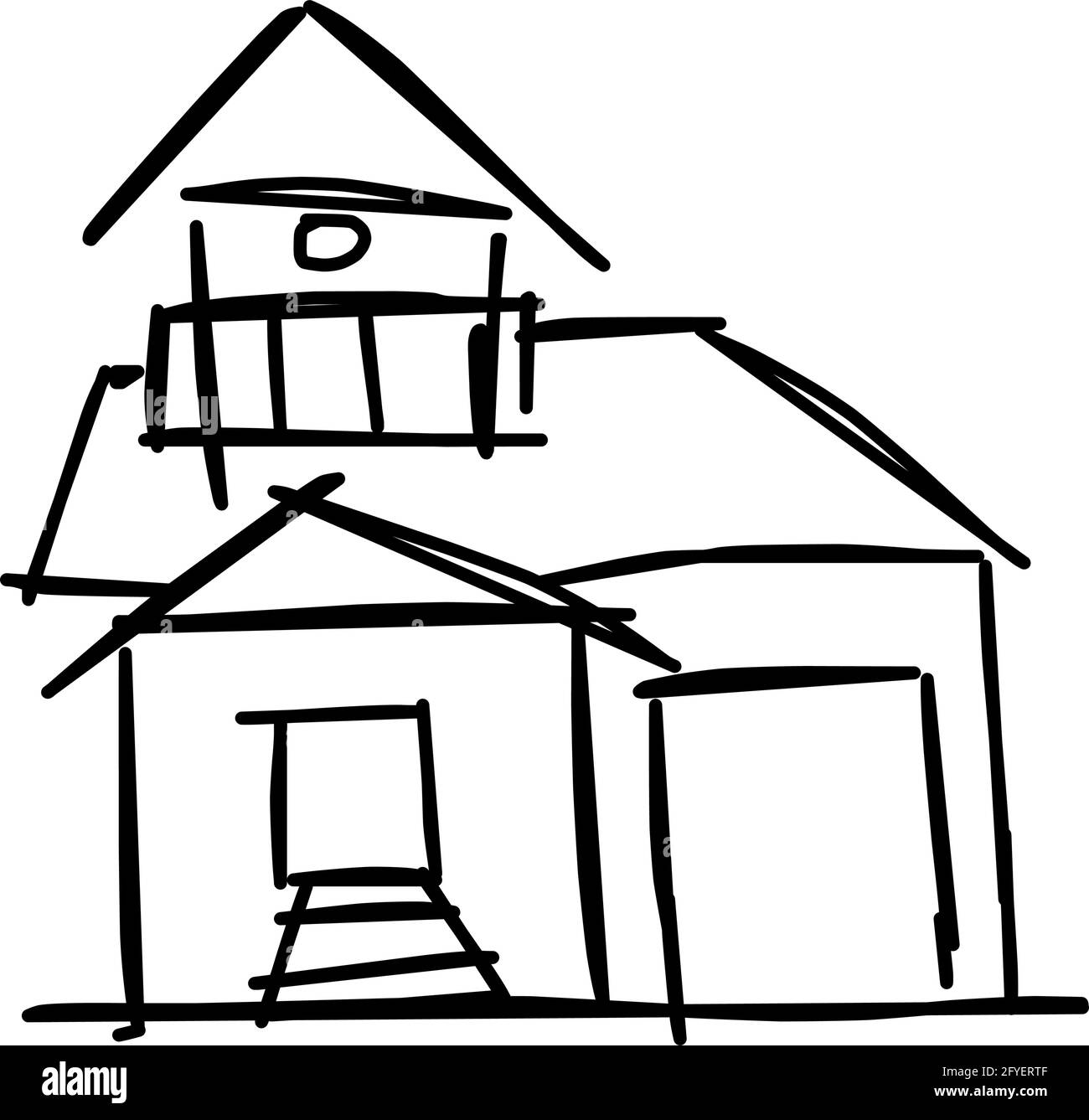 House icon of rough line art in hand drawn style, simple, black 27 ...