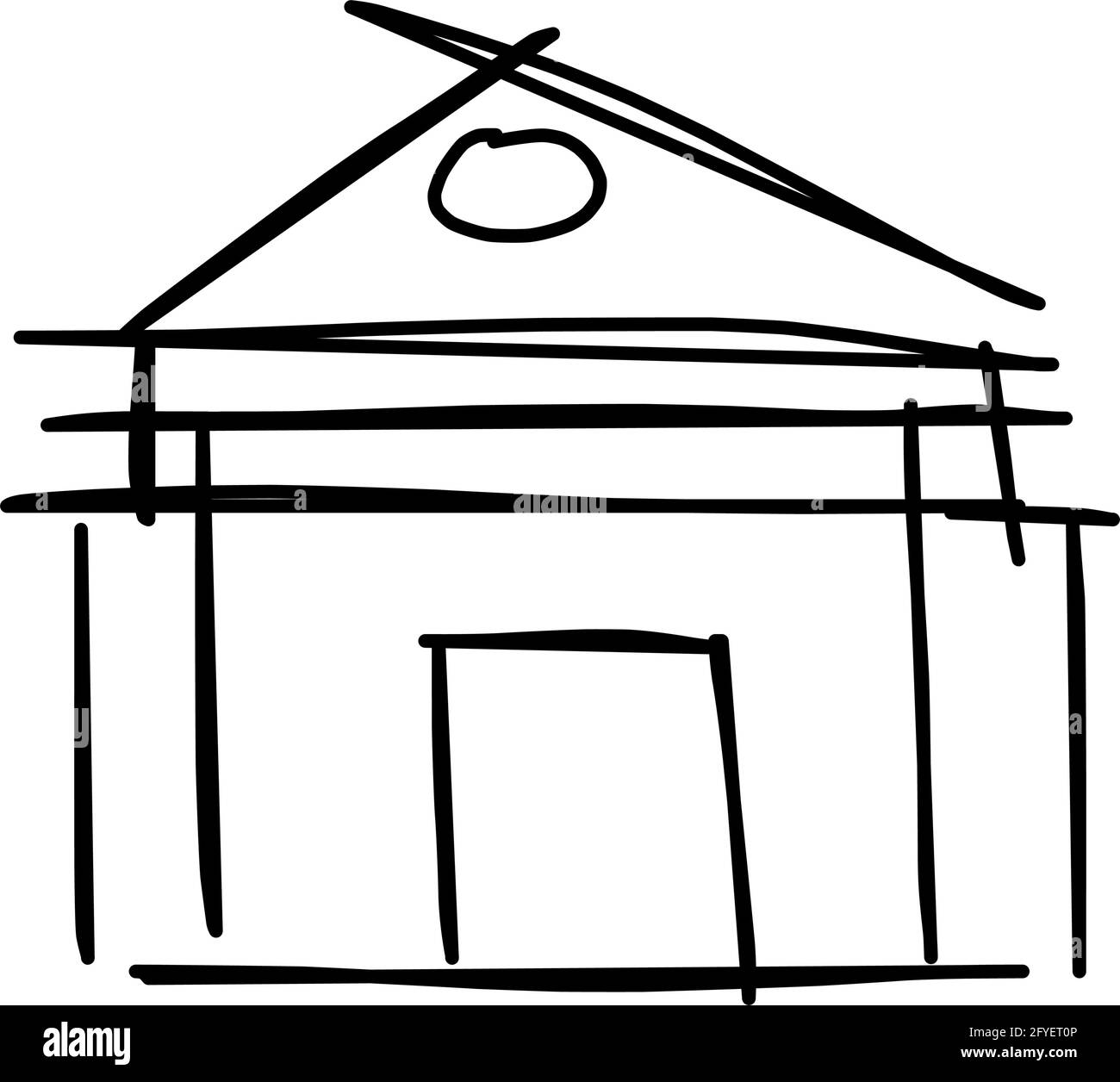 House icon of rough line art in hand drawn style, simple, black 23 ...