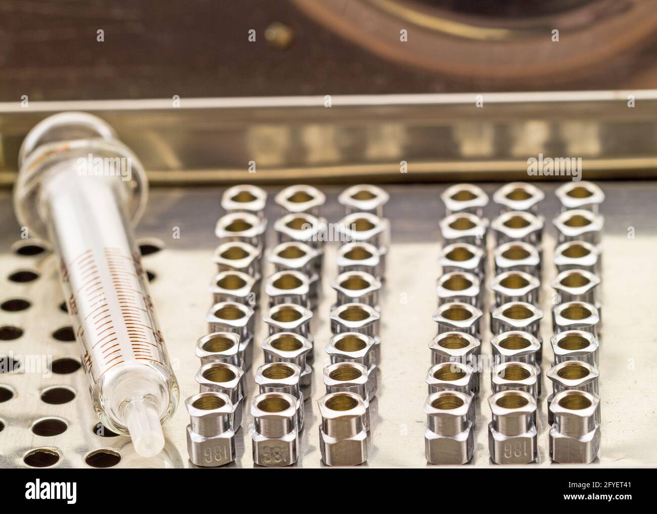 Stack of reuse iron needle No.18G for drug needle and glass syringe in ...