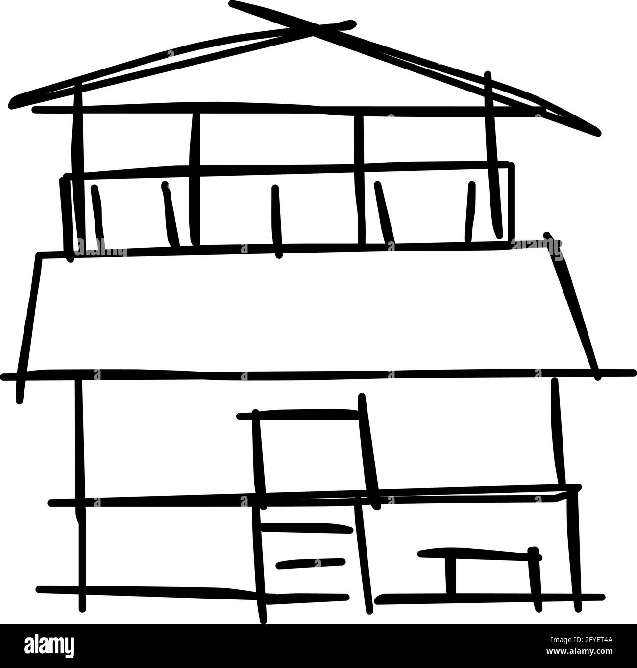 House icon of rough line art in hand drawn style, simple, black 26 ...