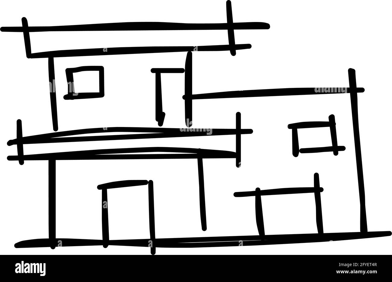 House icon of rough line art in hand drawn style, simple, black 09 ...