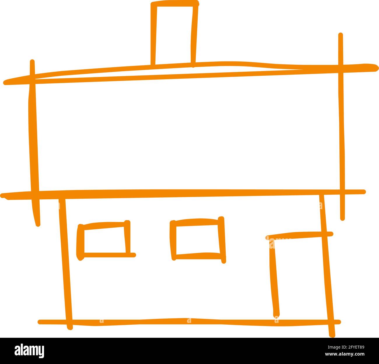 House icon of rough line art in hand drawn style, simple, orange 06 ...