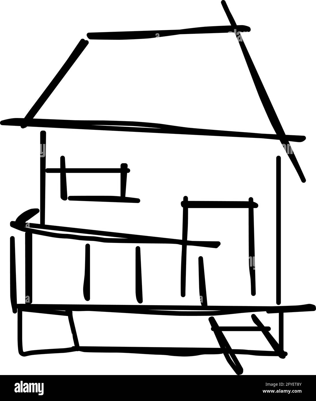 House icon of rough line art in hand drawn style, simple, black 15 ...