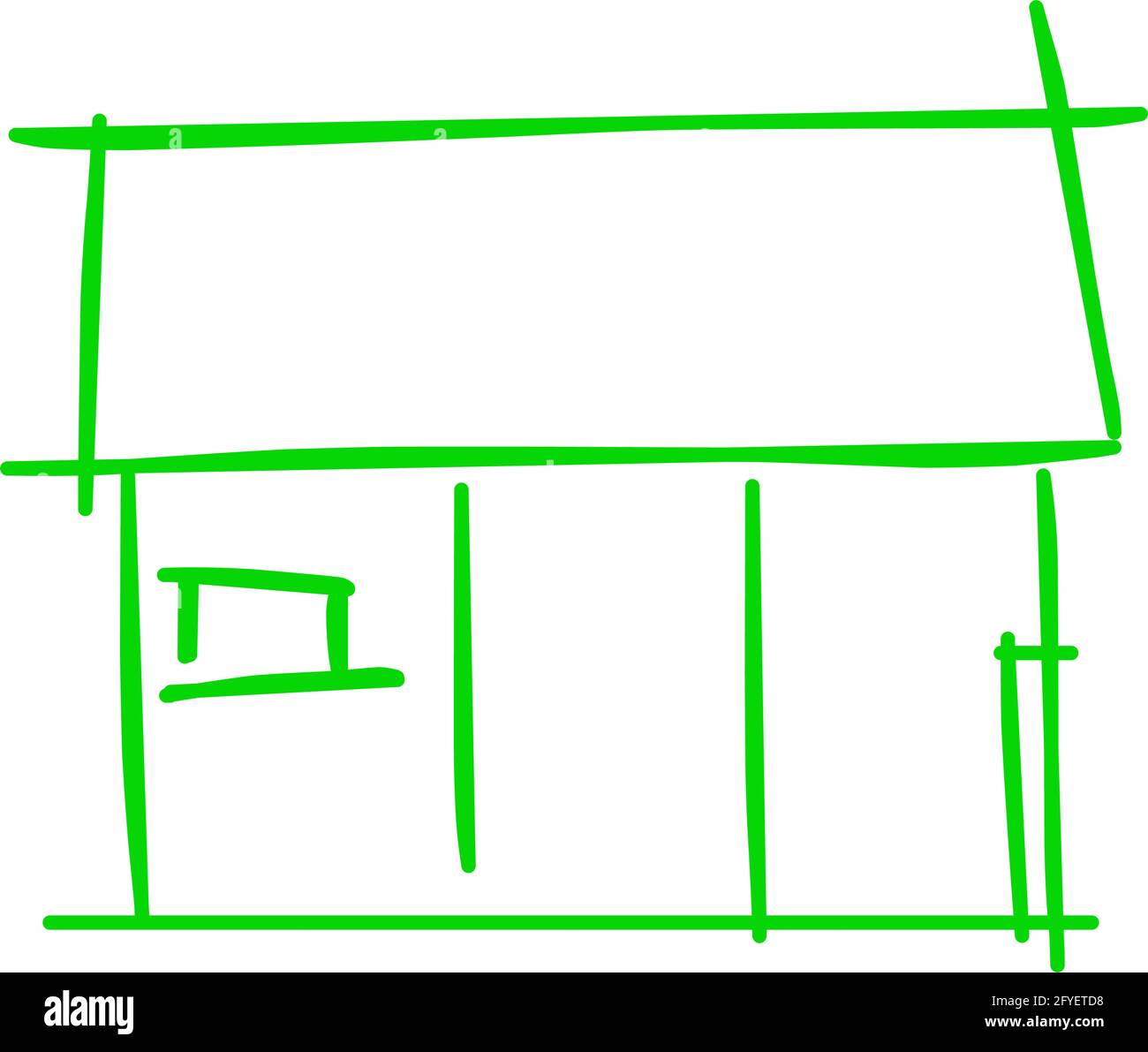 House icon of rough line art in hand drawn style, simple, green 29 ...