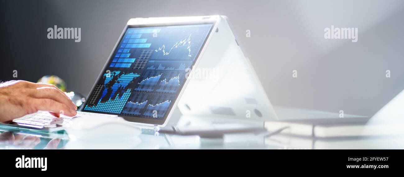KPI Analytics Dashboard And Graph On Laptop Screen Stock Photo - Alamy