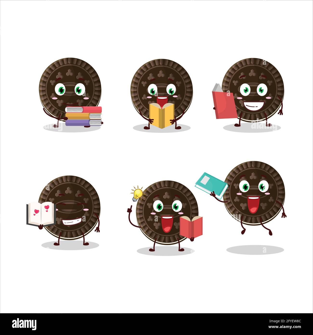 A picture of chocolate biscuit cartoon character concept reading an ...