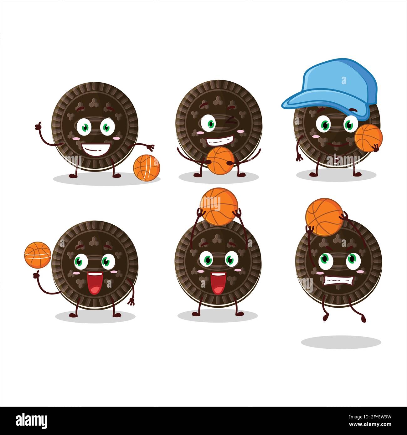 Talented chocolate biscuit cartoon character as a basketball athlete ...