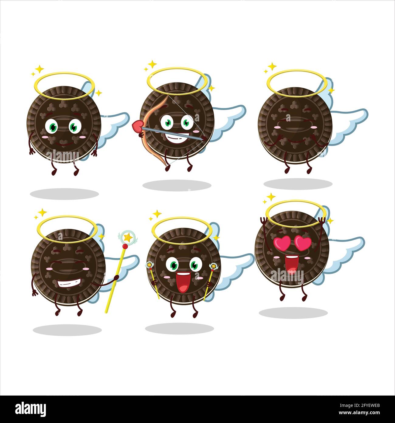 Chocolate biscuit Cartoon designs as a cute angel character. Vector ...