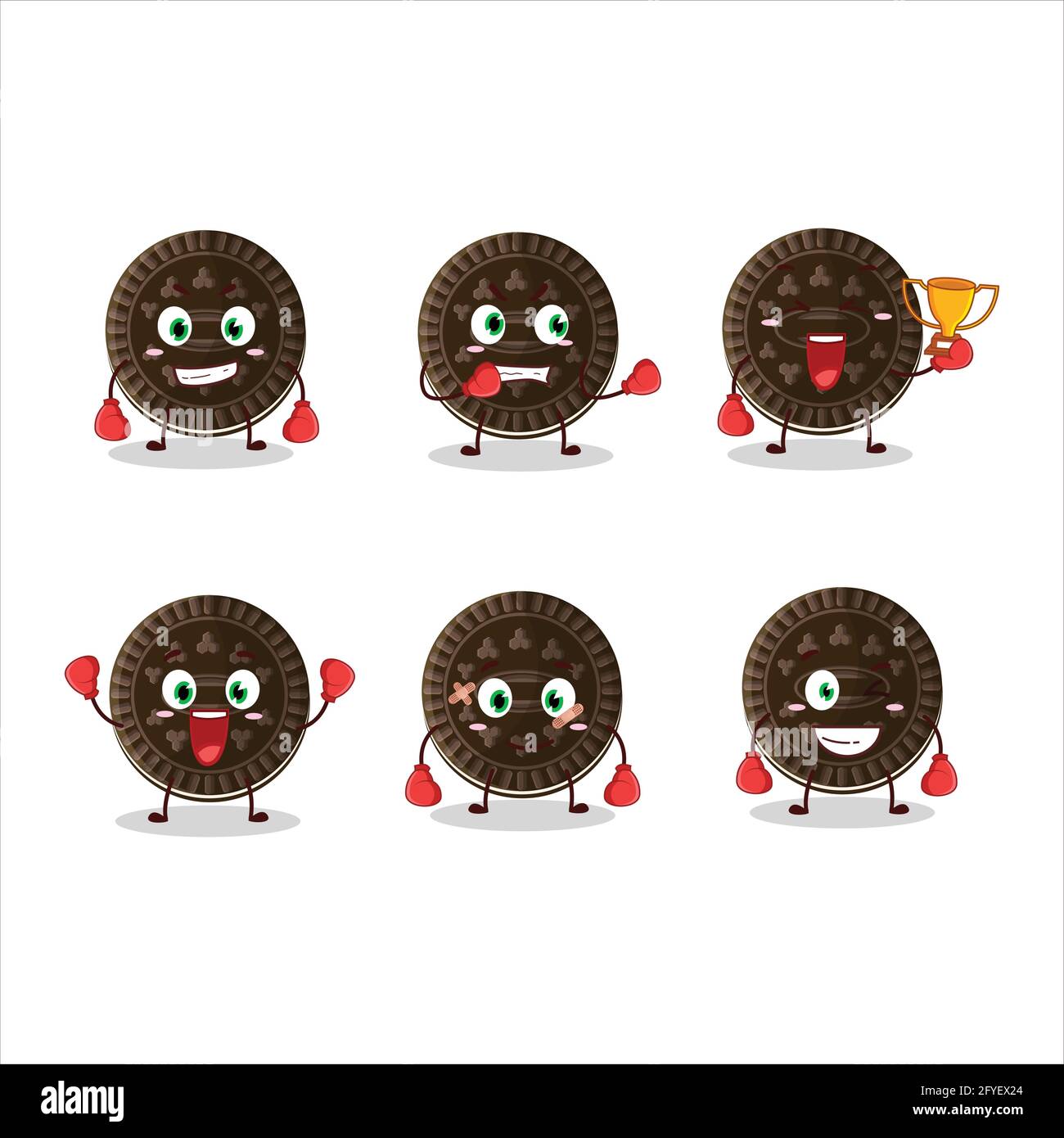 A sporty chocolate biscuit boxing athlete cartoon mascot design. Vector ...