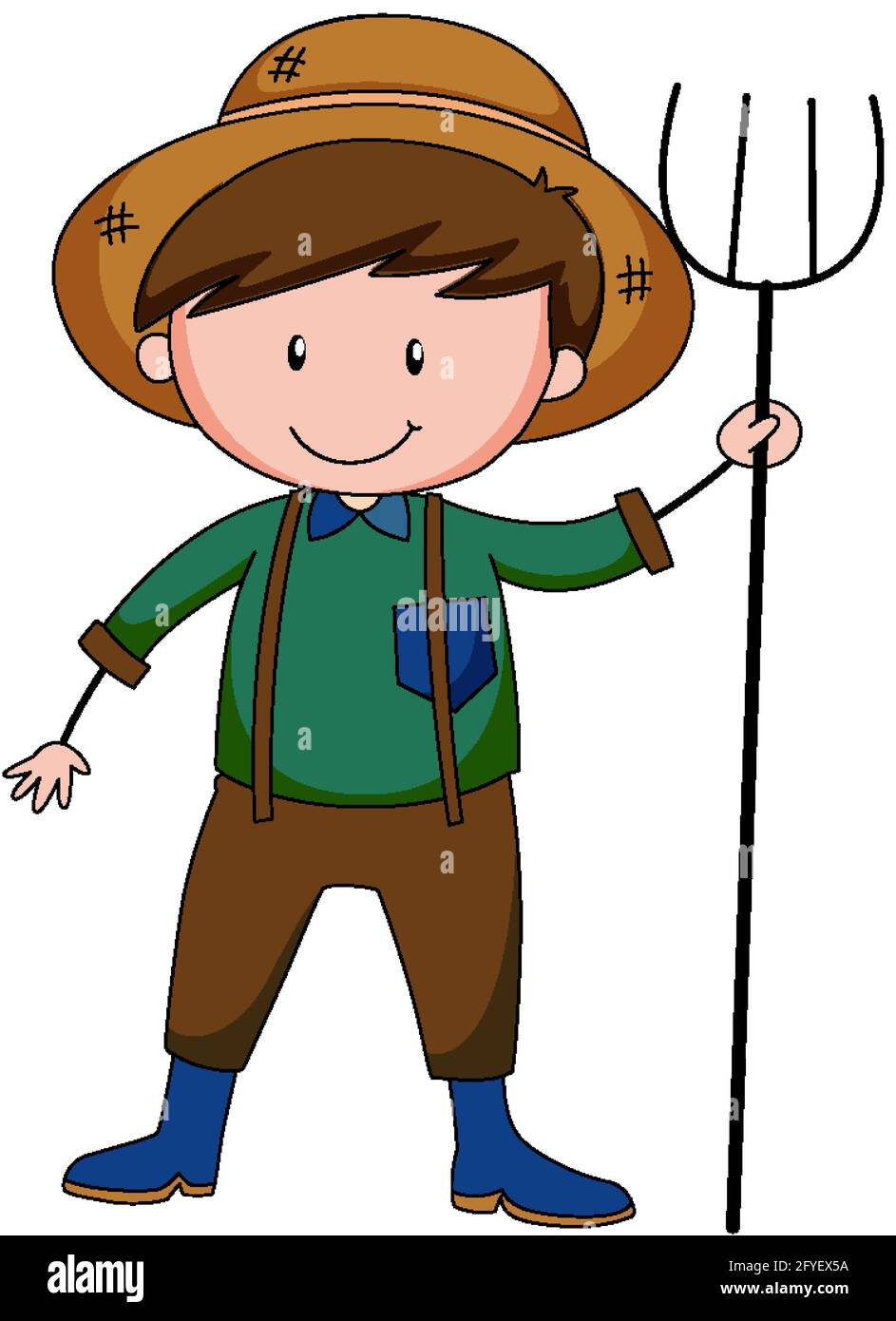 A farmer boy cartoon character isolated illustration Stock Vector Image ...
