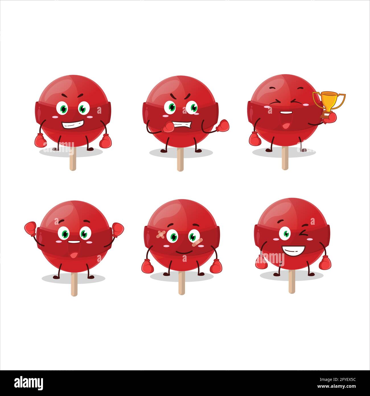 A sporty red lolipop boxing athlete cartoon mascot design. Vector ...