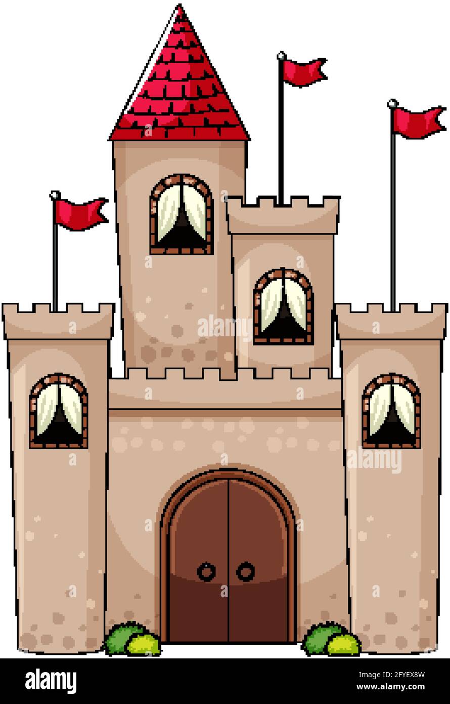 Simple cartoon style of castle isolated on white background ...