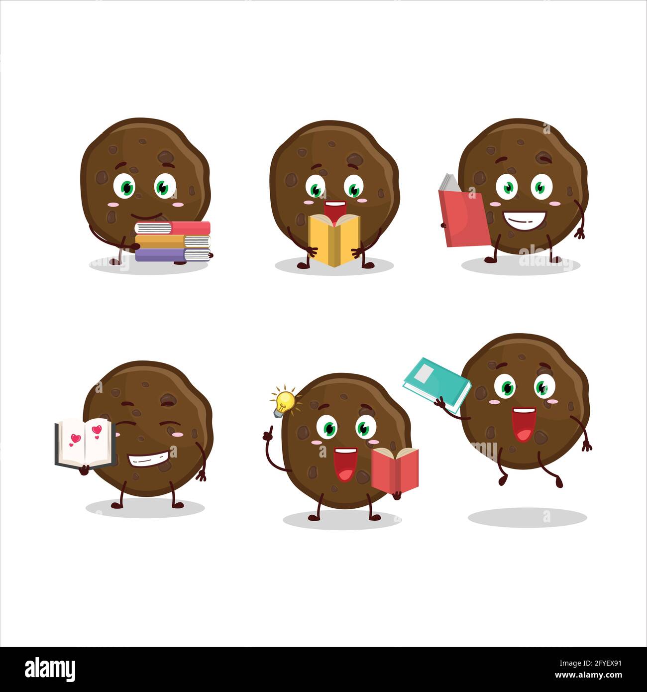 A picture of chocolate cookies cartoon character concept reading an ...