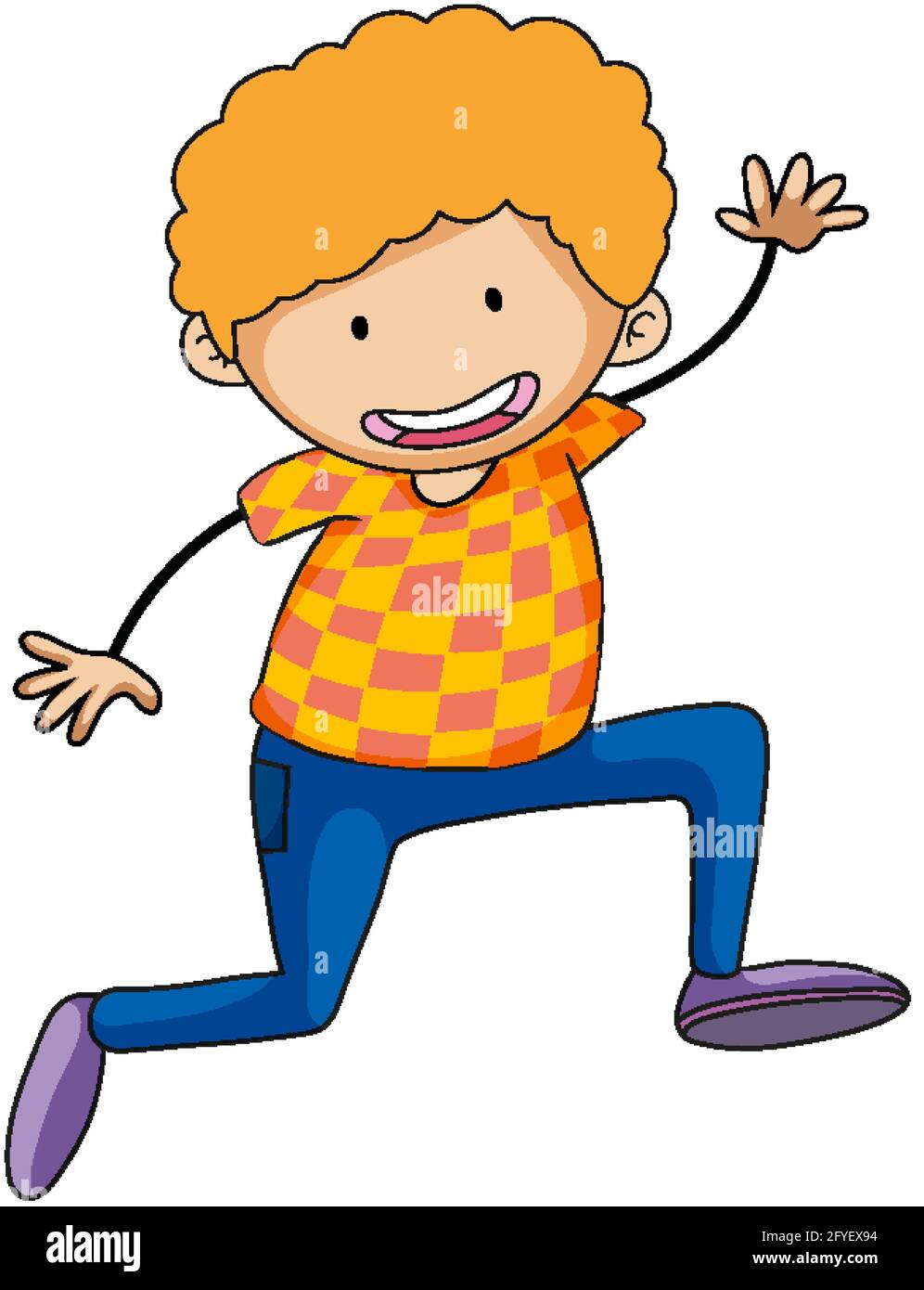 A happy boy doodle cartoon character isolated illustration Stock Vector ...