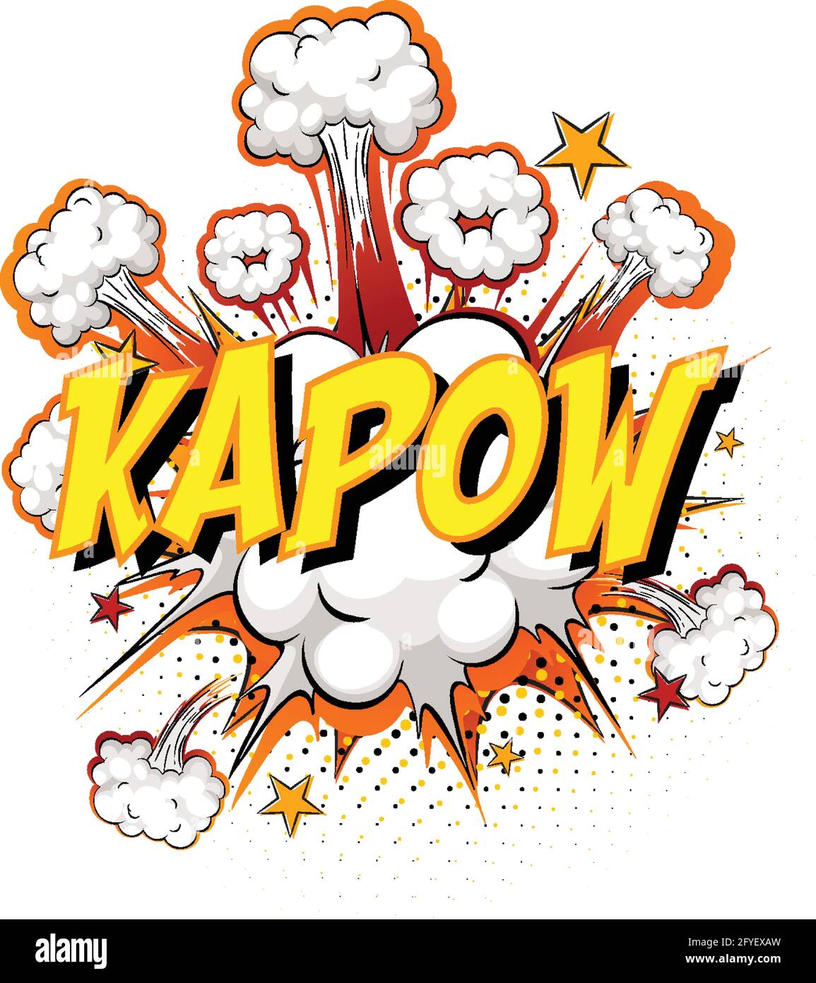 Word Kapow on comic cloud explosion background illustration Stock ...
