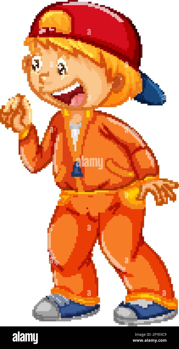 A boy standing cartoon character on white background illustration Stock ...