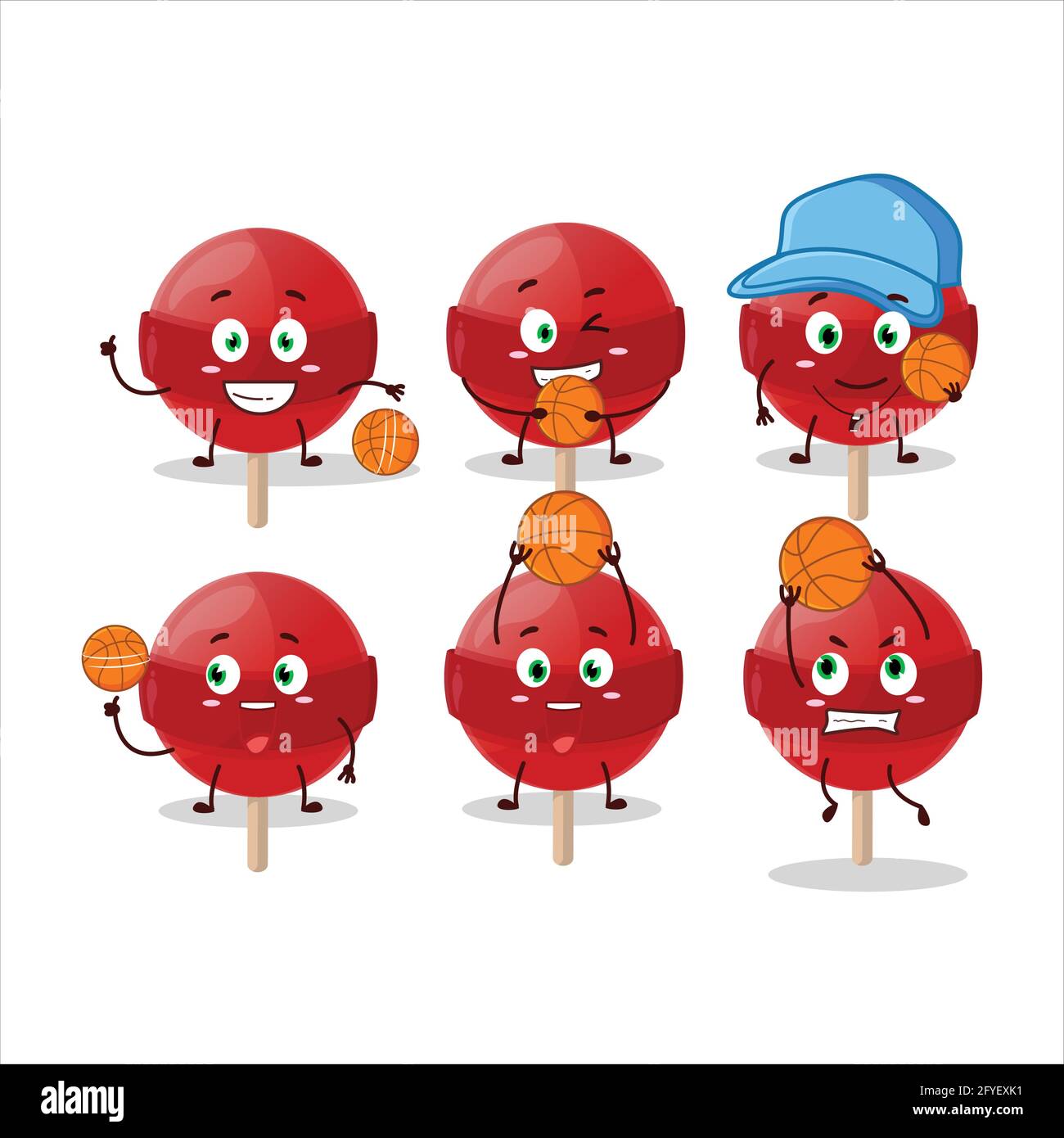 Talented red lolipop cartoon character as a basketball athlete. Vector ...