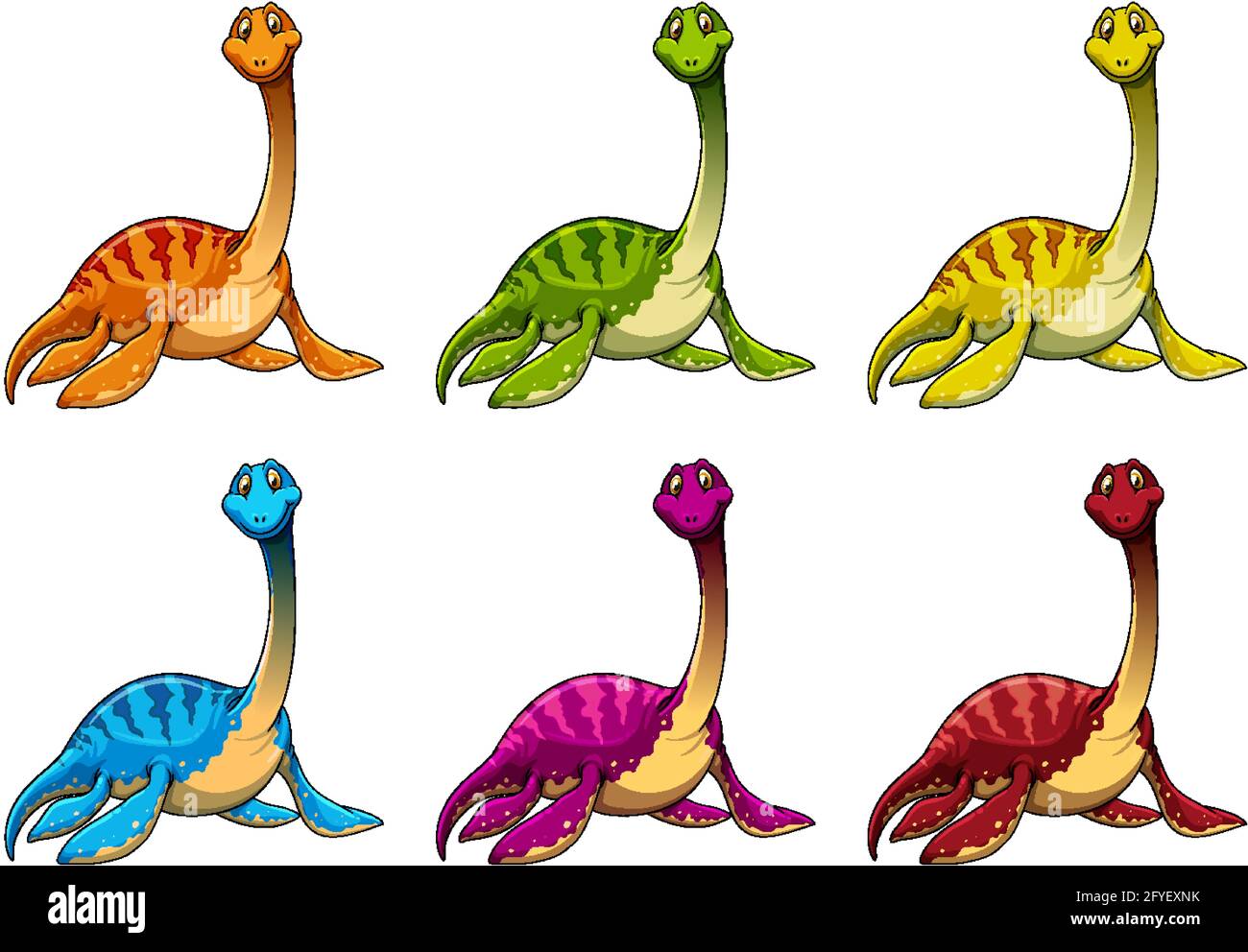Set pliosaurus dinosaur cartoon character illustration Stock Vector ...