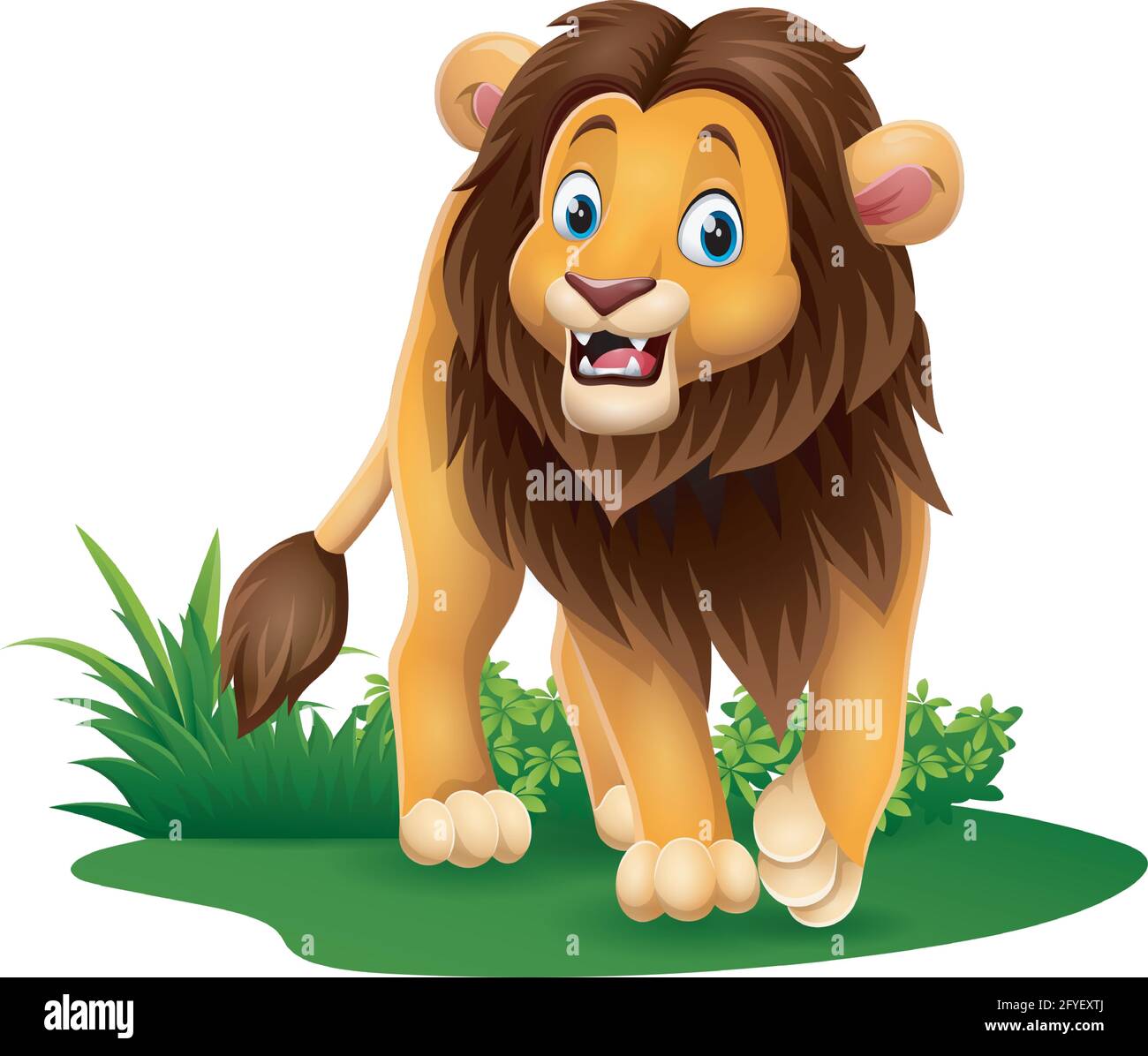 Cartoon happy lion in grass Stock Vector Image & Art - Alamy