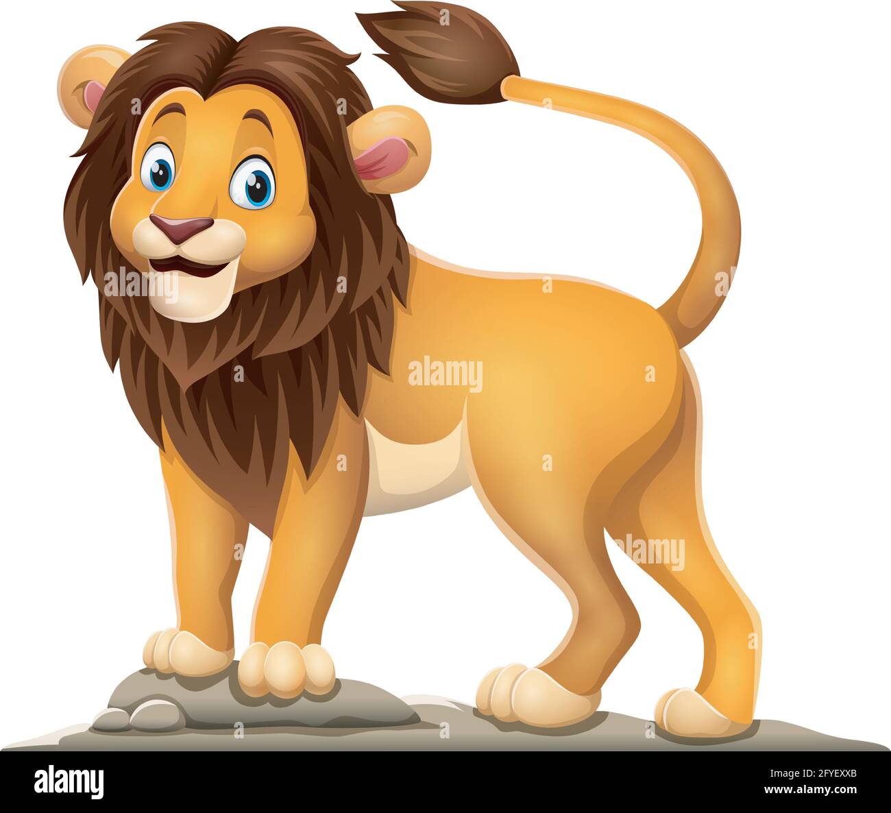 Cartoon happy lion on white background Stock Vector Image & Art - Alamy