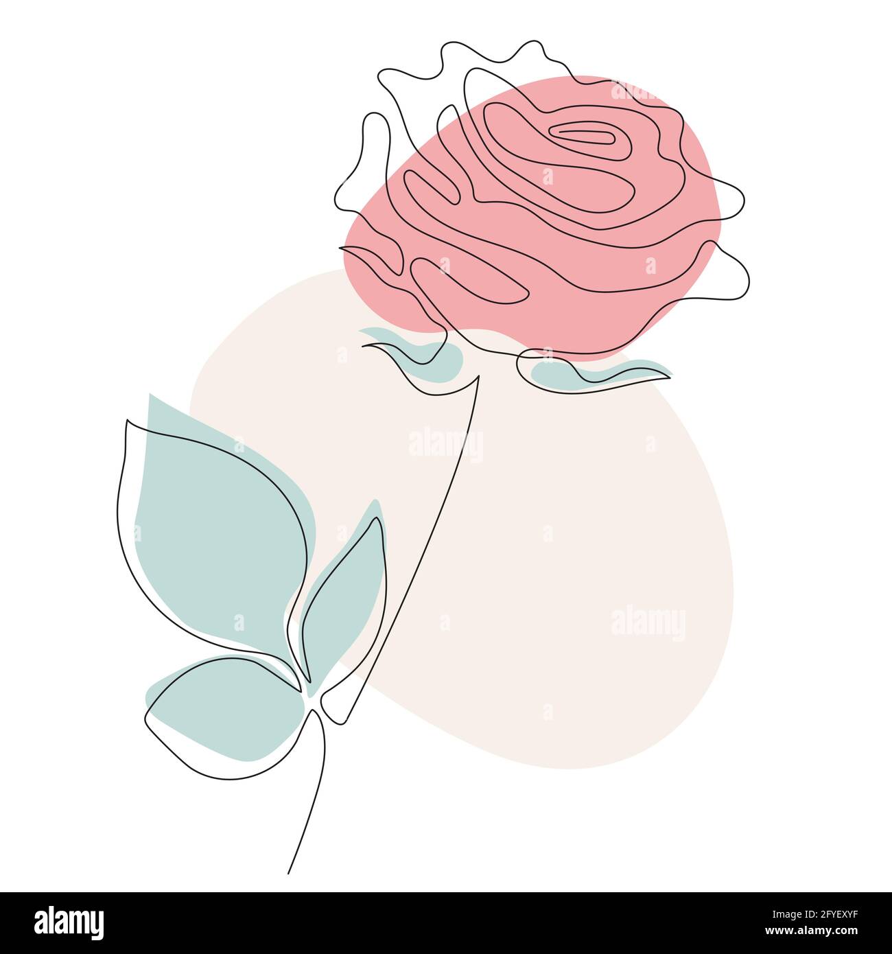 Rose Line art. Vector illustration. Abstract minimal flower design for ...