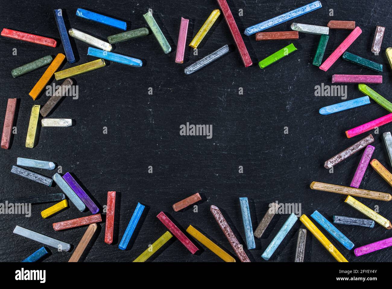 Kids drawing crayons frame border hi-res stock photography and images ...