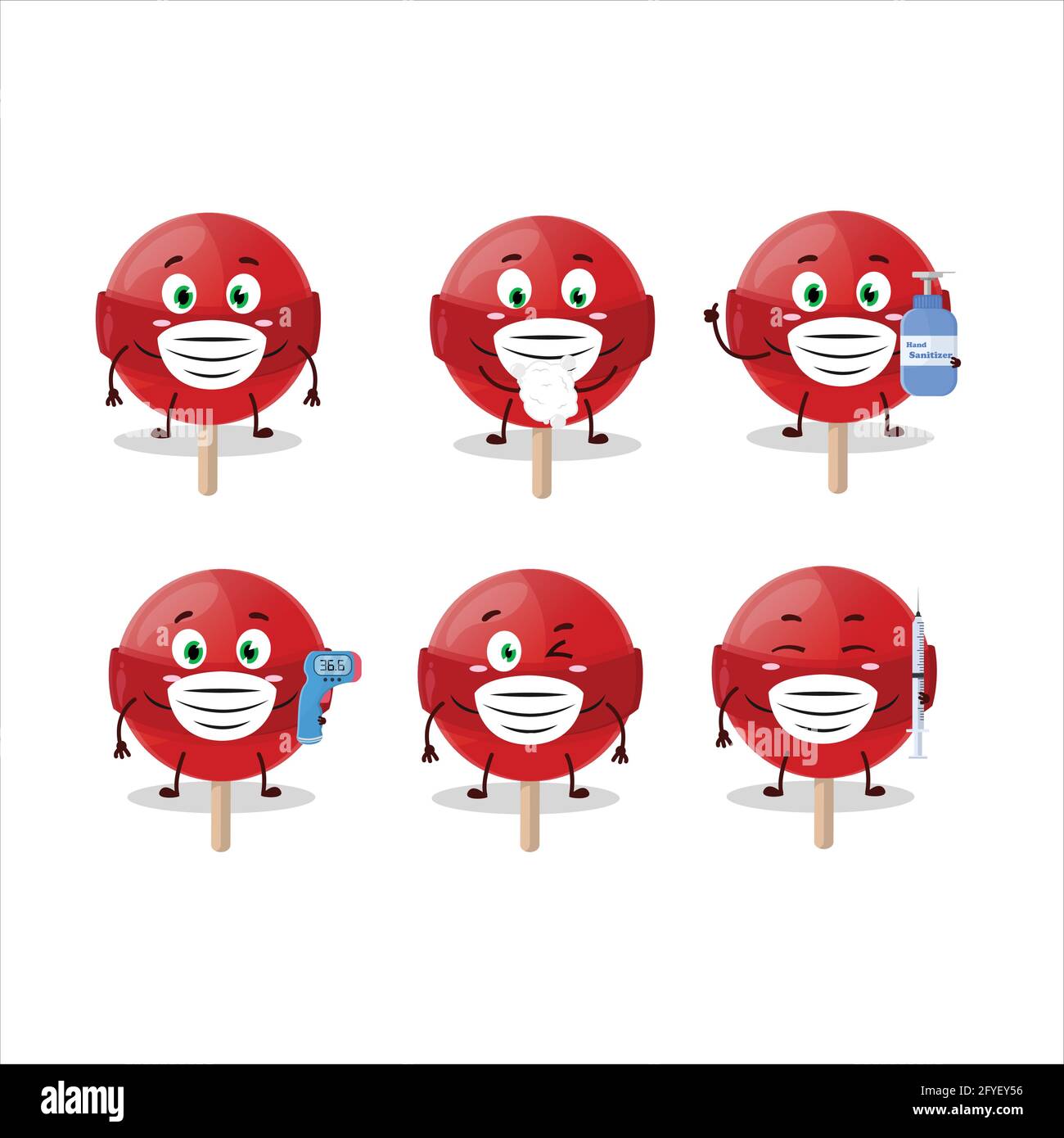 A picture of red lolipop cartoon design style keep staying healthy ...