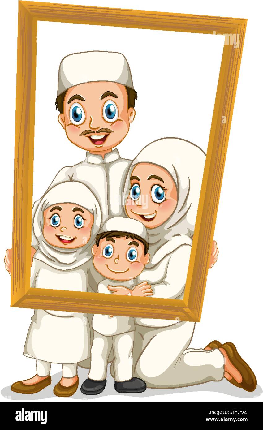 Happy family member holding photo frame illustration Stock Vector Image ...