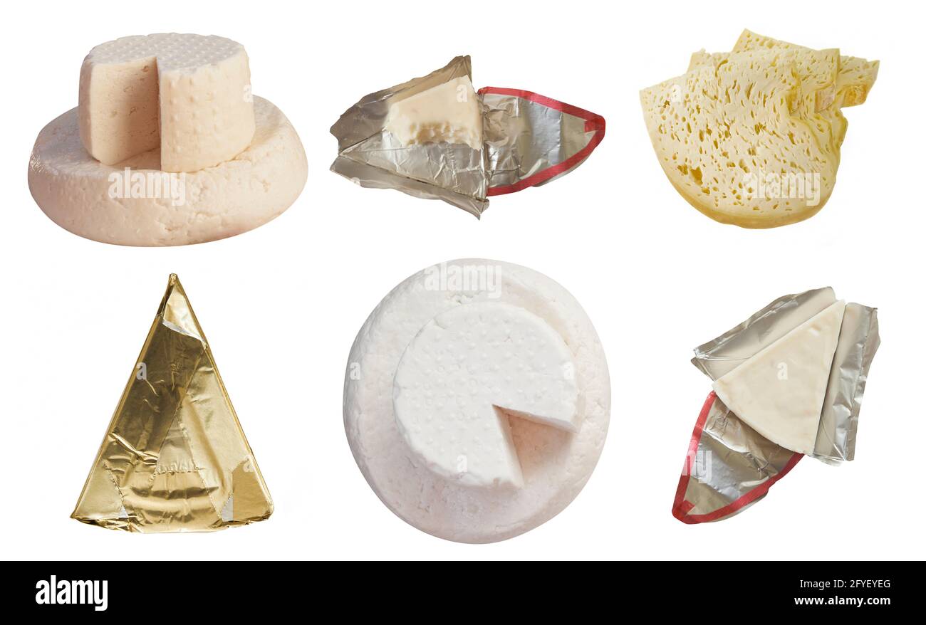 cheese dairy product set isolated on white background Stock Photo - Alamy