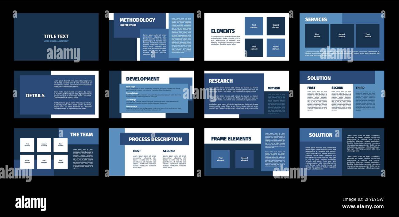 Presentation template. Blue rectangles flat design, white background ...