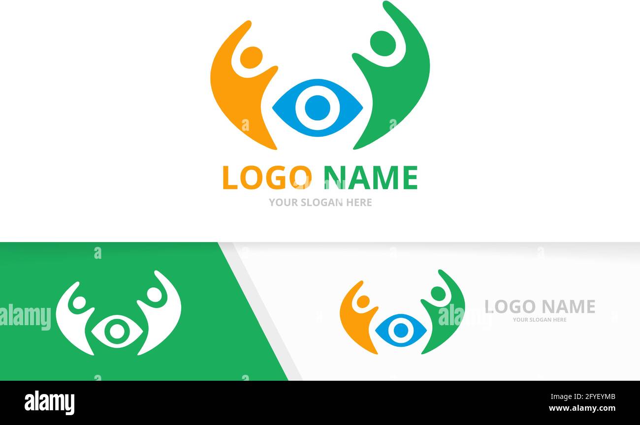 Vector eye and team logo combination. Unique family vision logotype ...