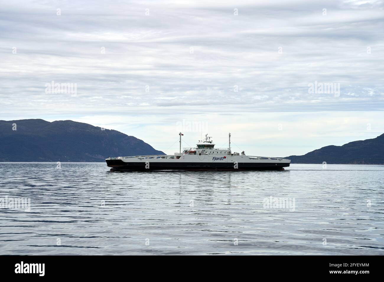 MOLDE, NORWAY - Jul 26, 2020: Fjord1 ferry line is crossing the ...
