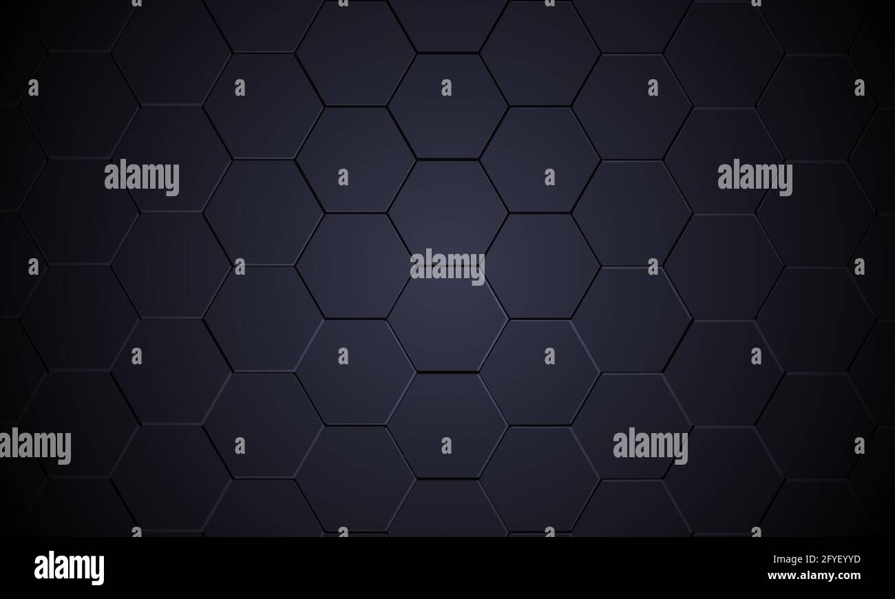 Dark gray hexagonal metallic abstract vector background. Dark gray three-dimensional texture ...