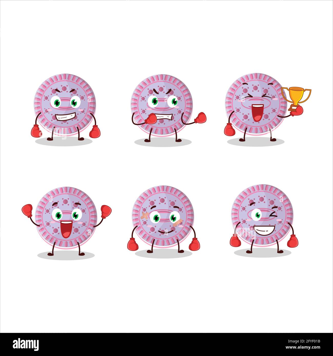 A sporty strawberry biscuit boxing athlete cartoon mascot design ...