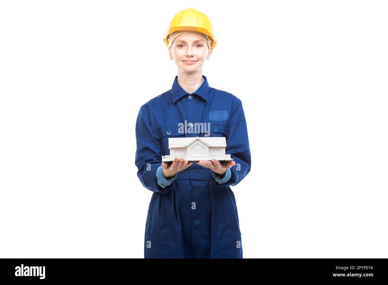 Horizontal medium portrait of modern beautiful Caucasian construction ...