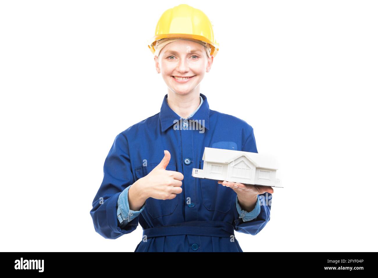 Horizontal medium portrait of modern beautiful Caucasian construction ...